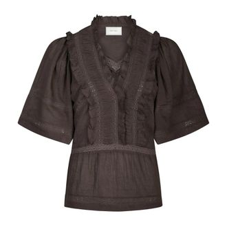 Neo Noir Braunes Voile Top mit Banddetails - - Blouses & Shirts - Damen - Braun - M