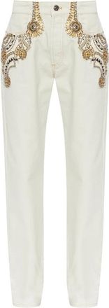 Versace Jeans mit schimmernden Applikationen - - Jeans - Damen - Wei&szlig; - W26