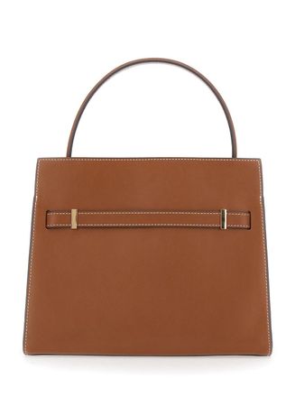 Tory Burch Womens Small Double Bag Lee Radziwill Brown Leather Cow Handbags Hand