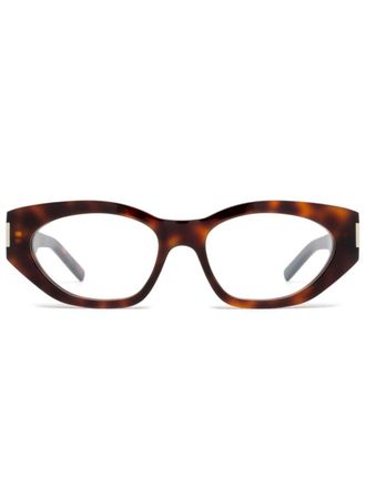 Saint Laurent Eyewear lunettes de vue à logo imprimé - Marron
