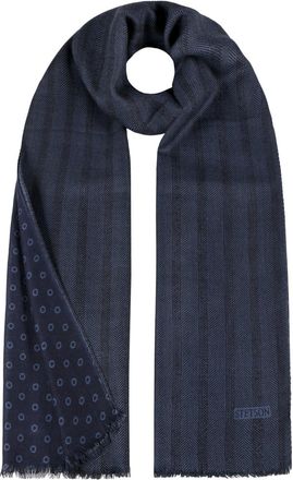 Stetson Herringbone Dots Winterschal 100% Wolle Damen und Herren Herbst Winter schwarz-blau One Size