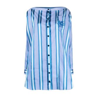 Etro Vertikal gestreiftes Langarm-Hemdkleid - - Dresses - Damen - Blau - 2XS