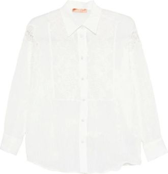 Ermanno Scervino Femme, Blouses et Chemises, Blanc, Taille: 38 FR Chemise avec d&eacute;tails en dentelle