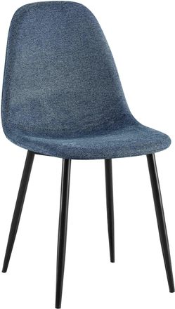 Clp Esszimmerstuhl gepolstert Napier, K&uuml;chenstuhl mit R&uuml;ckenlehne und schwarzem Metallgestell, Polsterstuhl Esszimmer bis 150 kg belastbar, Farbe:dunkelbl