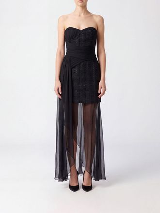 Elisabetta Franchi Midi-Bustierkleid aus Tweed mit asymmetrischem Herzausschnitt