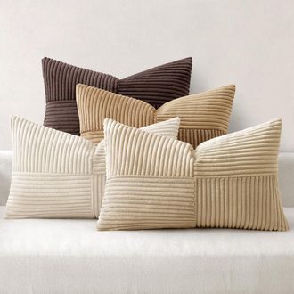 Miulee 4er Set Kordsamt Kissenbezug 30x50 cm Patchwork Kissenh&uuml;lle Weich Dekokissen Modern Unsichtbarer Rei&szlig;verschluss Sofakissen Zierkissen f&uuml;r Sofa Wohnzim