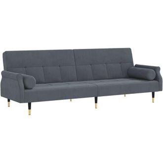 vidaXL Schlafsofa mit Kissen Dunkelgrau Samt - Vidaxl
