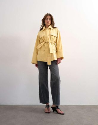 Topshop Cinch - Jeans in Pretty Grey mit niedrigem Bund in lockerer Passform-Grau