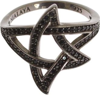 Nialaya Femme, Accessoires, Noir, Taille: 57 MM Bague avec Accent Diamant Noir