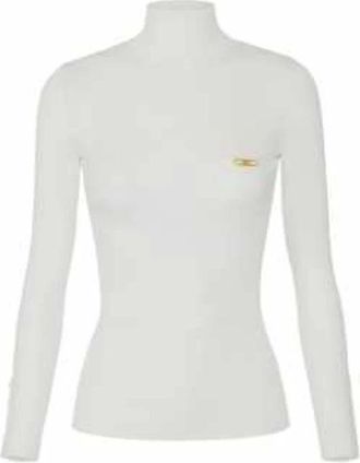 Elisabetta Franchi Femme, Pulls, Beige, Taille: 42 FR Pull &agrave; col roul&eacute;