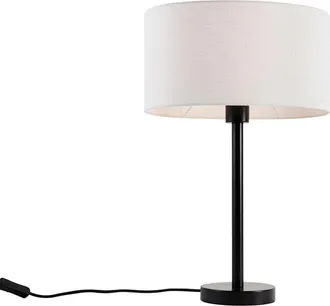 QAZQA Simplo shade - Lampe de table avec Abat-Jour - 1 lumi&egrave;re - l 35 cm - Noir - Moderne - &eacute;clairage int&eacute;rieur - Salon i Chambre i Cuisine i Salle &agrave;
