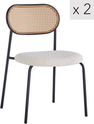 Nordlys Nordlys - Lot de 2 Chaises de Salle a Manger Industrielles Metal Cannage Rotin