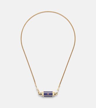 Marie Lichtenberg Halskette Baby Locket aus 18kt Gelbgold mit Rubinen und Lapislazuli