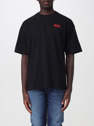 Diesel T-shirt en coton &agrave; &eacute;paules tombantes avec logo contrast&eacute;