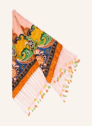 Etro Etro Dreieckstuch Aus Seide Mit Pailletten rosa