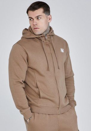Siksilk Hoodie SikSilk Herren Brauner Essentials Full Zip Kapuzenpullover