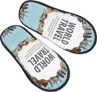 Generic Voyages Autour Du Monde Unisexe Pantoufles Peluche Chaussons Confortable Slippers Pour Ext&eacute;rieur Maison Int&eacute;rieur L
