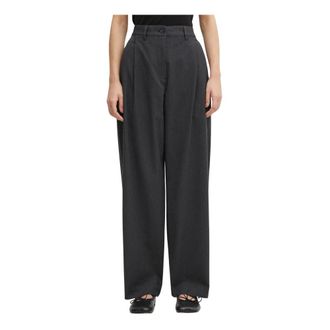 Maison Kitsun&eacute; Wide Hosen mit doppelter Bundfalte - - Trousers - Damen - Grau - L