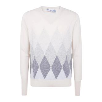 Ballantyne Homme, Pulls, Blanc, Taille: 2XL Pull en V Argyle