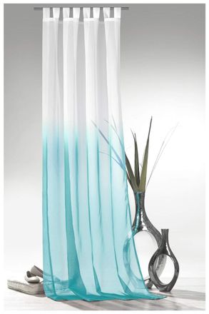 Heimtexland Schlaufenschal mit Farbverlauf in türkis HxB 245x135 cm Voile transparent - ÖKOTEX geprüft - Gardine Vorhang Dekoschal Aqua Typ501