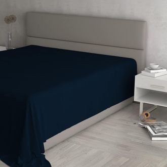 Italian Bed Linen MAX Color Bettlaken, 100% Baumwolle, einfarbig, Dunkelblau, Doppelbett Maxi 270 x 300 cm