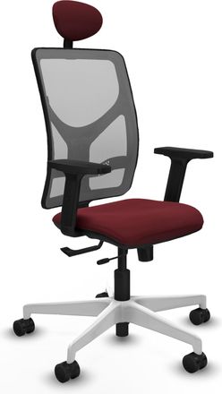 Piqueras y Crespo B&uuml;rostuhl mit 2D-Armlehnen, h&ouml;henverstellbare Lendenwirbelst&uuml;tze und festes Kopfteil, ausgestattet mit Syncro/Traslack und Schneideschaum, Grau/Granat