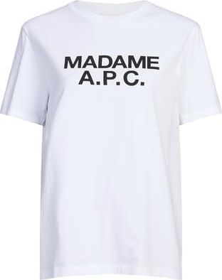 A.P.C. T-shirt imprim&eacute; marque &agrave; col rond en coton