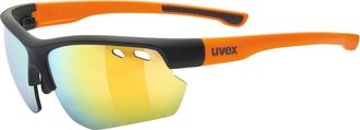 Uvex sportstyle 115 - Sportbrille f&uuml;r Damen und Herren - inkl. Wechselscheiben in den Filterkategorien 0, 1 und 3-100% UVA-, B, C Schutz - black matt/orang