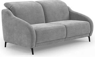 Cavadore 3er-Sofa Blue / 3-Sitzer Couch im modernen Design mit motorischer TV-Funktion inklusiv Klapptisch, Kopfteilverstellung und mattschwarzen Metallfüßen /