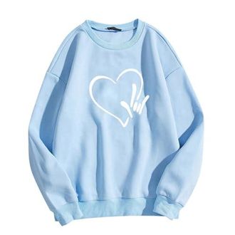 Generic Sweat &agrave; capuche &agrave; manches longues et col rond imprim&eacute; pour la Saint-Valentin 2026, bleu, XXL