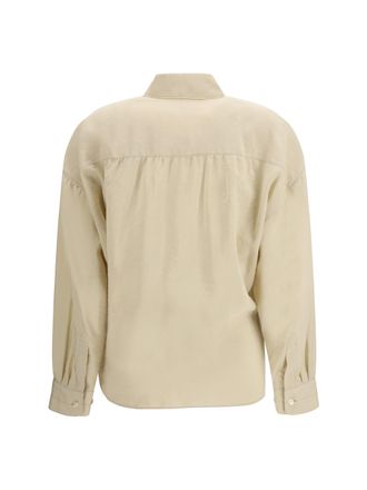 Christophe Lemaire Womens Draped Shirt Oat Milk Silk; Polyamide