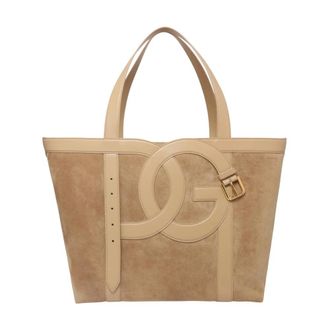 Dolce & Gabbana Suede Logo Tote Bag - - Bags - Damen - Beige - ONE SIZE
