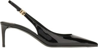 Dolce & Gabbana Femme, Chaussures, Noir, Taille: 37 EU Escarpins Slingback en Cuir Verni