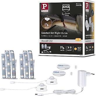 Paulmann 78894 LED Stripe MaxLED 250 Night Comfort Basisset 1m 2x300lm 60LEDs/m incl. 2x4 Watt Lichtband Silber Kunststoff 2700 K