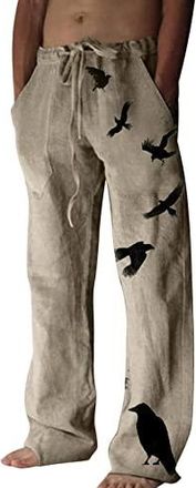 Generic Pantalon en Lin pour Homme De Loisirs Fluide Pants De Plage D&eacute;t&eacute; Coton Et Lin L&eacute;ger Respirant Jogging Sport Pantalons Taille Elastique Grande Taille D