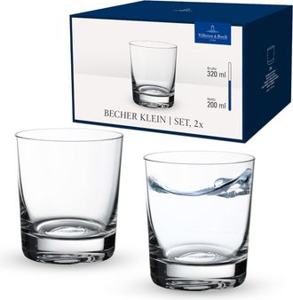 Villeroy & Boch Purismo Wasserglas 2-teilig 200 ml Klar, Spülmaschinenfest, Kleine Gläser, Trinkgläser Set, Wassergläser Set, Kristallgläser, Kristallglas