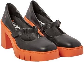 Art Femme 1977 Berne Plate-Forme, Nappa Black Orange, 38 EU