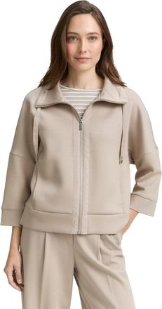 Tom Tailor Sweatjacke TOM TAILOR Boxy, Damen, Gr. 3XL, soft taupe grau, Sweatware, Obermaterial: 51% Polyester, 42% Viskose, 7% Elasthan, unifarben, regular fit 