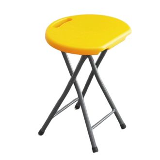 Generic Tragbarer Klappstuhl mit Griff, 48 cm Runder Klapphocker aus Kunststoff, Faltbarer K&uuml;chenhocker, f&uuml;r Drinnen und Drau&szlig;en(Yellow)