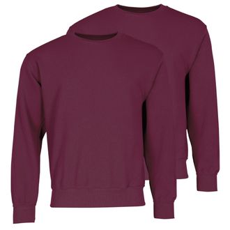 Fruit Of The Loom Doppelpack Classic Set-In Sweat + GRATIS MyShirt Stoffbeutel, Farbe:Burgund, Gr&ouml;&szlig;e:2XL