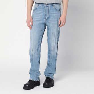 Bottega Veneta Hellblaue Jeans mit verwaschenem Knittereffekt