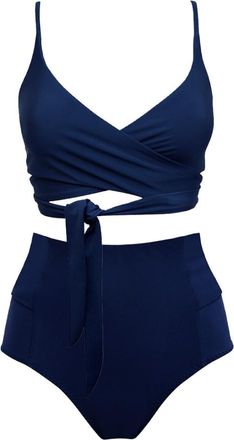 Anekdot Damen vegan Bikini Lin Bowknot Marineblau