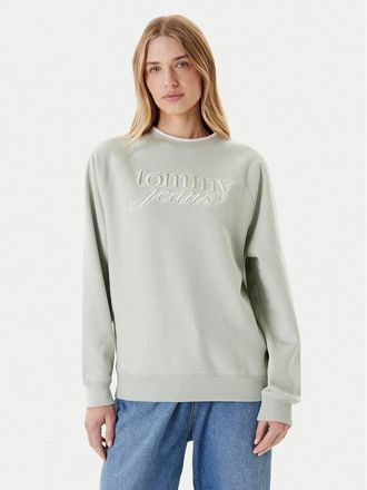 Tommy Jeans Sweatshirt Script DW0DW21196 Grün Regular Fit