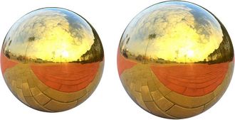 joyMerit 2X Gartenkugel Dekokugel Edelstahlkugel Gold glänzend, Perfekt Für Innen/Außen Deko - 80mm + 100mm