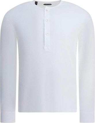 Tom Ford Homme, Tops, Blanc, Taille: 2XL Cotton Stretch Rib Henley