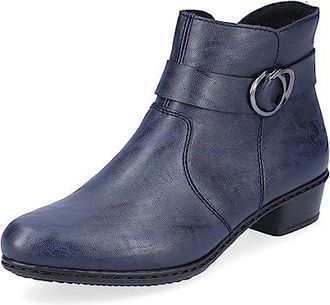 Rieker Femme Bottines Y0775, Dame Bottes de Motard,Bottes,Demi-Bottes,Botte de Motard,Plat,Bleu (Blau / 14),36 EU / 3.5 UK