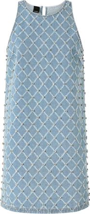 Pinko Pinko, Femme, Robes, Bleu, Taille: 38 FR Mini-robe Orn&eacute;e de Strass