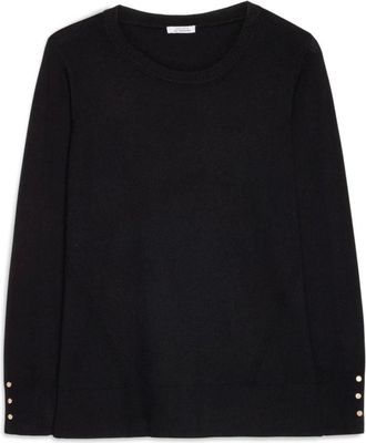 Fiorella Rubino Femme, Pulls, Noir, Taille: 44 FR Pull ras du cou avec boutons aux poignets