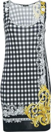 Versace robe courte à carreaux vichy - Noir