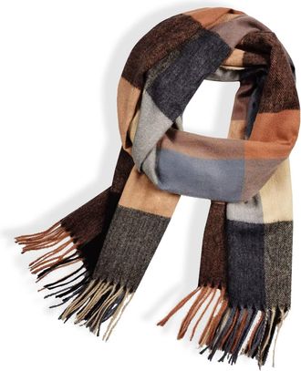 Glamexx24 Schal Damen Winter Kariert Fashion: Damen Winter Schal, Strickset Schal &uuml;bergro&szlig;er Quadratisch Deckenschal Deckenschal Halstuch Streifen Muster Franse